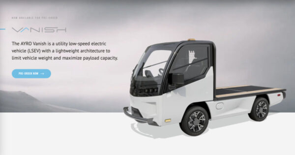 AYRO Vanish: First US-Crafted Electric Mini-Truck Starts Street-Legal ...